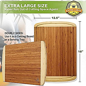 Extra Large Bamboo Cutting Board and Food Grade Oil Spray by Greener Chef