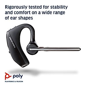 Poly Voyager 5200 Wireless Headset (Plantronics) - Single-Ear Bluetooth Headset w/Noise-Canceling Mic - Ergonomic Design - Voice Controls - Lightweight - Connect to Mobile/Tablet via Bluetooth