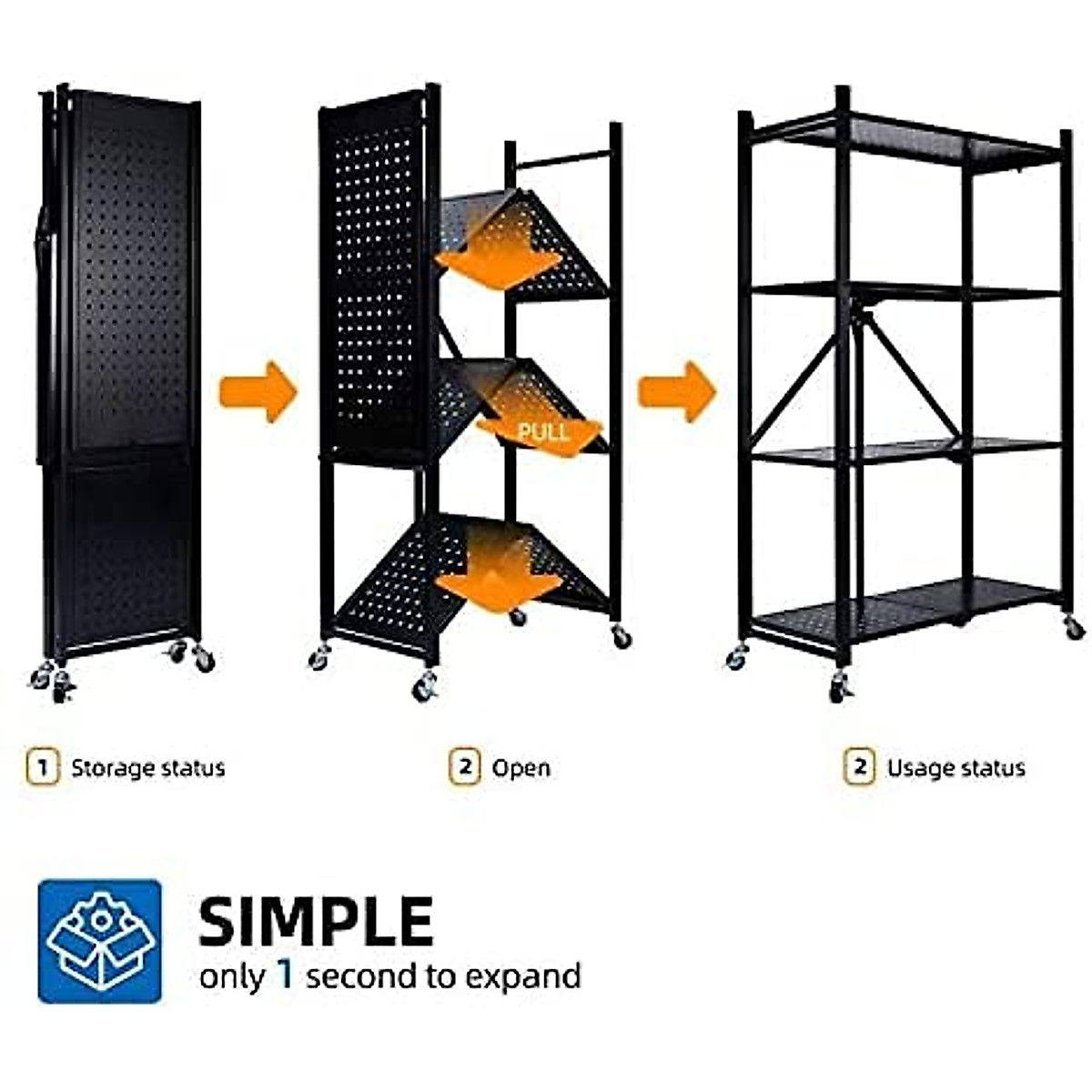 Malson Metal Storage Rack with Wheels, 5-Tier Storage Shelf Heavy Duty Storage Shelving Unit and Metal Organizer Wire Rack for Home Office Kitchen Bathroom Organization