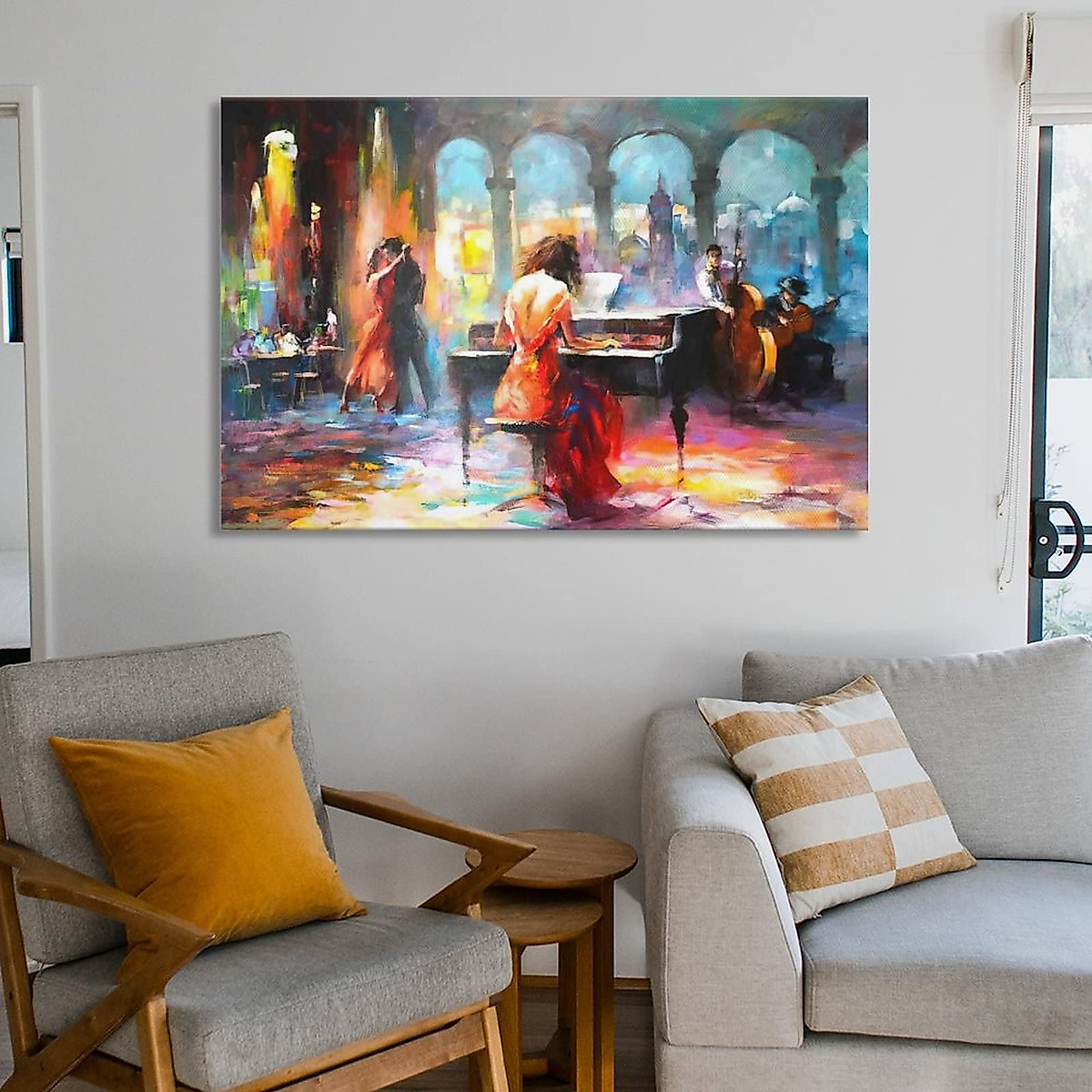 Romantic Couple Canvas, Piano Wall Decor, Sparkling Dance Pleasure Canvas, Abstract Music Wall Decor Canvas Wall Art Living Room Posters Bedroom Paintings And Picture Prints Modern Home Bedroom Decora
