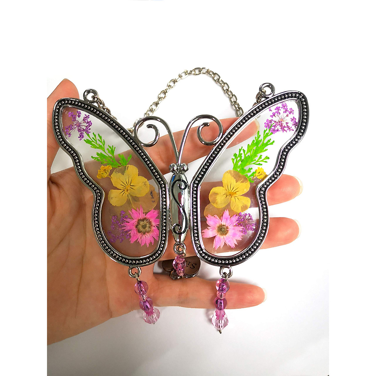 KOLIN Mom Butterfly Mother Suncatcher with Pressed Flower Wings - Butterfly Suncatcher - Mom Gifts Gift for Mother's Day