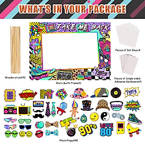 80s 90s Themed Party Decorations for Adults, 1990s Throwback Party Photo Booth Props, 80s 90s Birthday Party Picture Booth Frame and Props