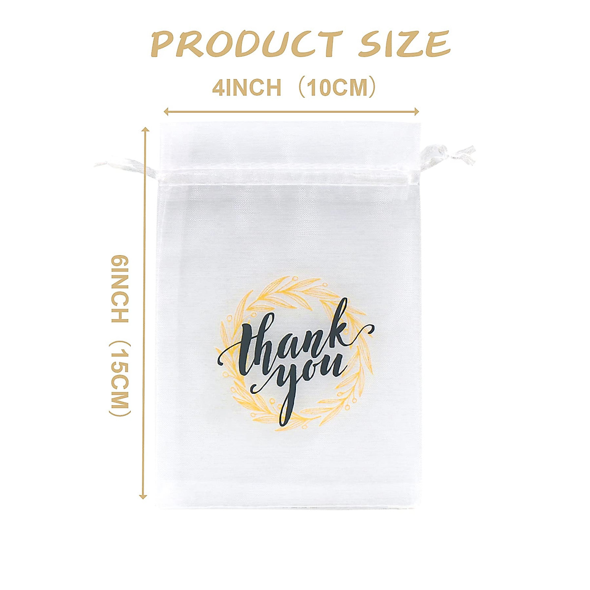 FPAKDH 50 Pieces Thank You Bags Sheer Organza Gift Bags Small Jewelry Present Bags with Drawstring 4 x 6 Mesh Wedding Party Favor Bags for Sachet Jewelry Candy Soap Makeup Party Favor Bags White