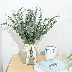 CEWOR 80pcs Artificial Eucalyptus Stems Fake Eucalyptus Leaves Stems Real Touch Leaf Branches for Flower Bouquet Wedding Easter Centerpiece Spring Home Office Decor