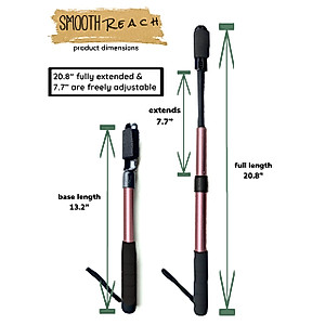 Universal Leg Shaving Extension Handle with Adjustable Length – Leg Hair Removal – Body Shaver Groomer – Pregnancy Razor Extension – Limited Mobility Tool – Use with Various Disposable Razors (Pink)