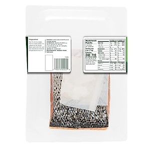 Amazon Fresh Brand, Atlantic Salmon Skin On Fillet Portions, 12 Oz, Responsibly Sourced (Previously Frozen)