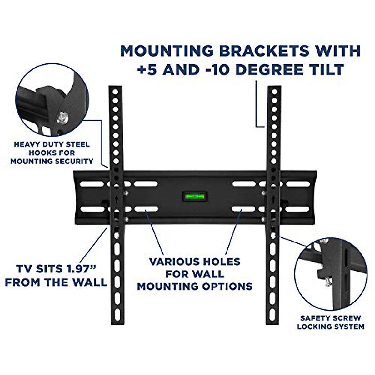 Mount-It! Tilt TV Wall Mount Bracket Up to VESA 400x400 | Low-Profile Tilting Mounting Bracket Compatible with 32 to 55 Inch Flat Screen TVs, 77 Lbs Capacity
