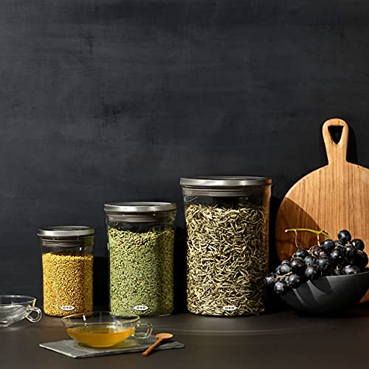 OXO 3 Piece Food Storage POP Glass Container Set - 0.6, 1.5, and 3.3 Quart