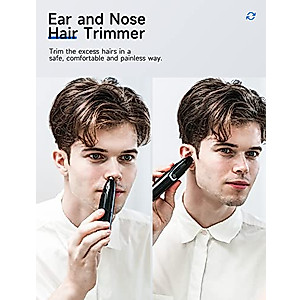 ZORAMI Rechargeable Ear and Nose Hair Trimmer - 2022 Professional Painless Eyebrow & Facial Hair Trimmer for Men Women, Powerful Motor and Dual-Edge Blades for Smoother Cutting Black