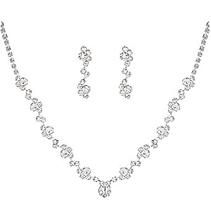 Suyi Jewellery Set Rhinestone Bridal Wedding Jewelry for Women Gilrs Crystal Necklace Earrings Jewelry Sets Silver1