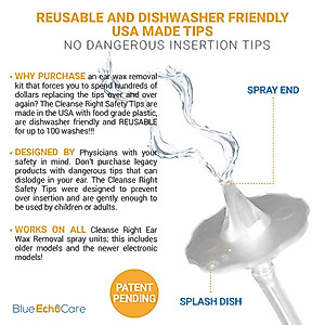 Cleanse Right - Ear Wax Removal Kit- USA MADE Ear Spiral, Cotton Swab Alternative, USA Made, Reusable, Dishwasher Friendly Tips! Wash Basin, Syringe. Cleaner Irrigation Tool to Remove Earwax Blockage