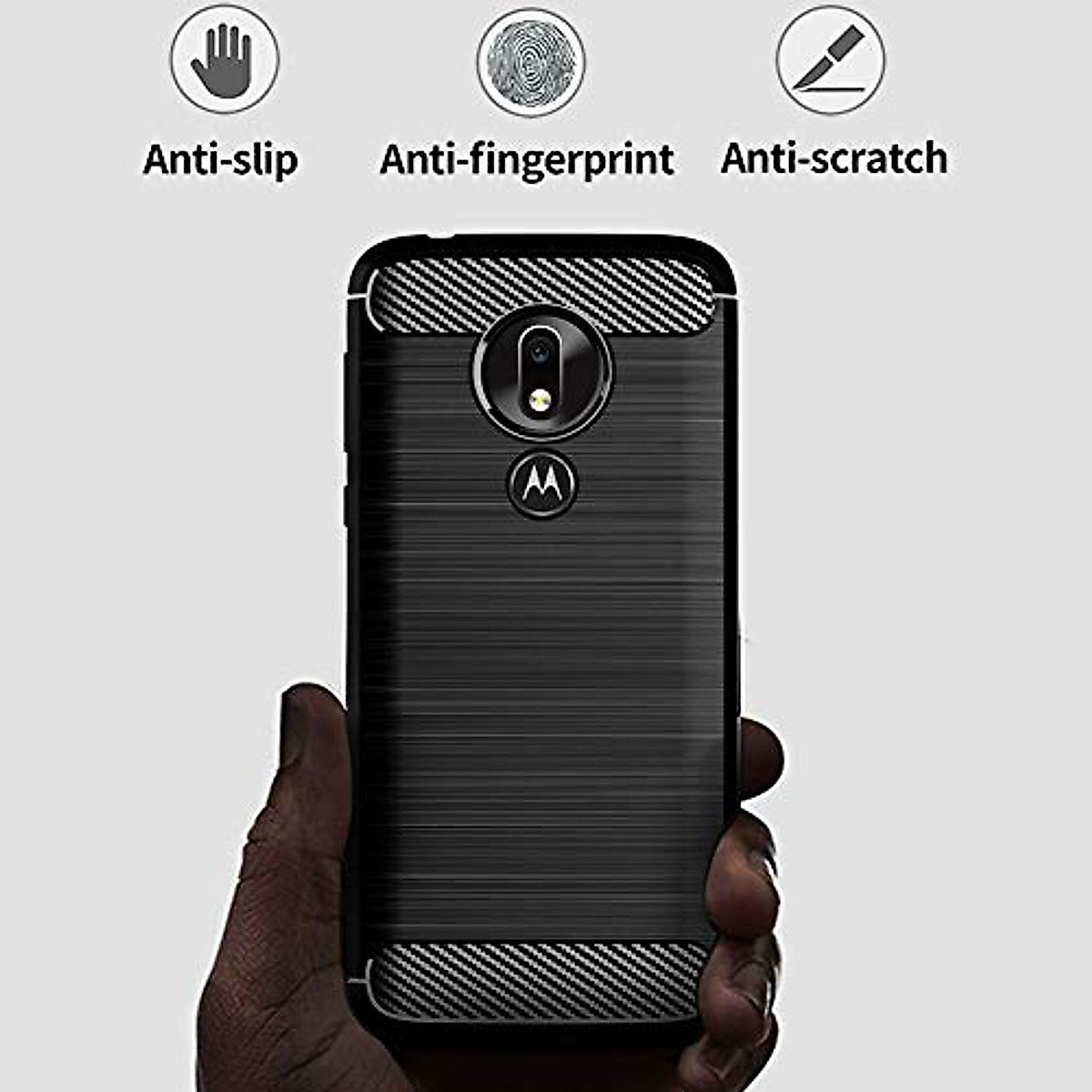 Moto G7 Power Case,Moto G7 Supra Case,Slim Soft Skin Silicone TPU Flexible Rubber Lightweight Shock Absorption Anti-Scratch Protective Case Cover for Motorola G7 Power,Brushed Black