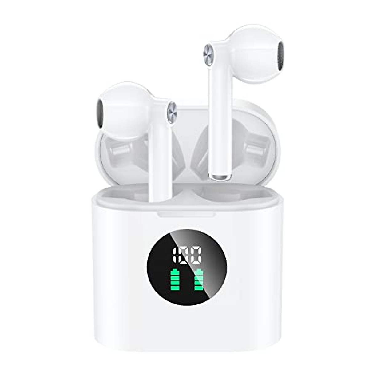 True Wireless Earbuds Bluetooth Headphones 35H Playtime Stereo Sound Earphones Wireless Charging Case & Power Display Sweat-Proof Bluetooth 5.0 Button Headset with Built-in Mic for Sports CAPOXO-M1FA