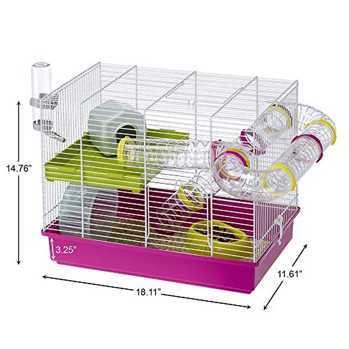 Ferplast Laura Small Hamster Cage | Fun & Interactive Cage Measures 18.11L x 11.61W x 14.8H & Includes All Accessories