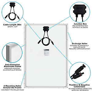 Mighty Max Battery 100Watt Solar Panel 12V Poly Battery Charger for Grape Solar GS-Star-100W
