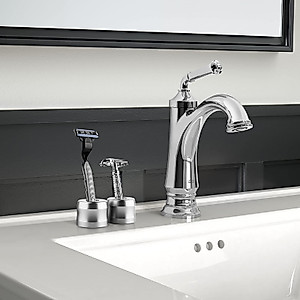 Linkidea 2 Pack Safety Razor Stand, Opening Dia 0.7" (18.5mm) Men's Shaving Stand for Bathroom Countertops, Compatible with Gillette Mach 3 (Silver)