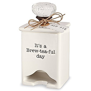 Mud Pie FBA_ Ceramic Tea Bag Caddy, White