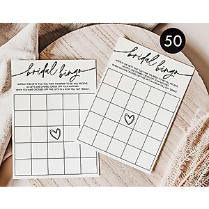 All Ewired Up 50 Bridal Bingo Cards (50-Cards) Gift Wedding Shower Engagement Game Activity, Bachelorette, Rehearsal Dinner, Minimalist