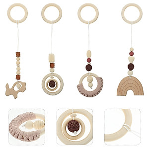 Toddmomy 4Pcs Baby Gym Wood Toys Wooden Hanging Toy Wood Activity Pendant Hanging Toy Sensory Toys Nursery Decor