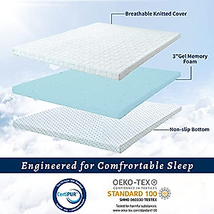 3 Inch Memory Foam Mattress Topper Queen, Medium Firm Cooling Bed Matress Topper with Washable Fiber Cover, Comfort Body Support - Pressure Relief, 10 Year Warranty CertiPUR-US Certified