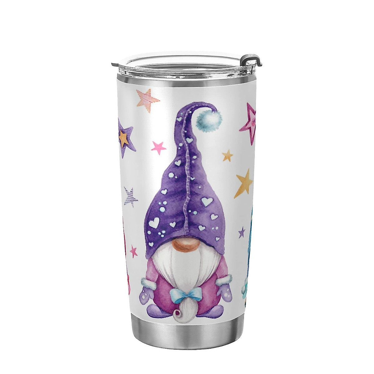 Kigai 20oz Tumbler Stainless Steel Double Wall Vacuum Insulated Tumbler Cup Travel Mug Coffee Cup with Lid, Straw and Cleaning Brush-Cute Gnomes