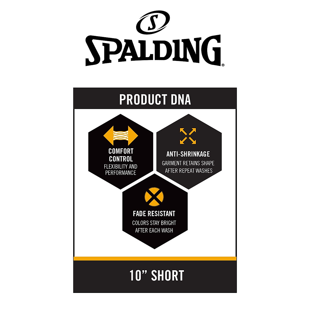 Spalding Mens Active Performance Athletic Workout Shorts Gym Clothes Shorts with 10 Inch Inseam, Black/Concrete (S912538), Medium