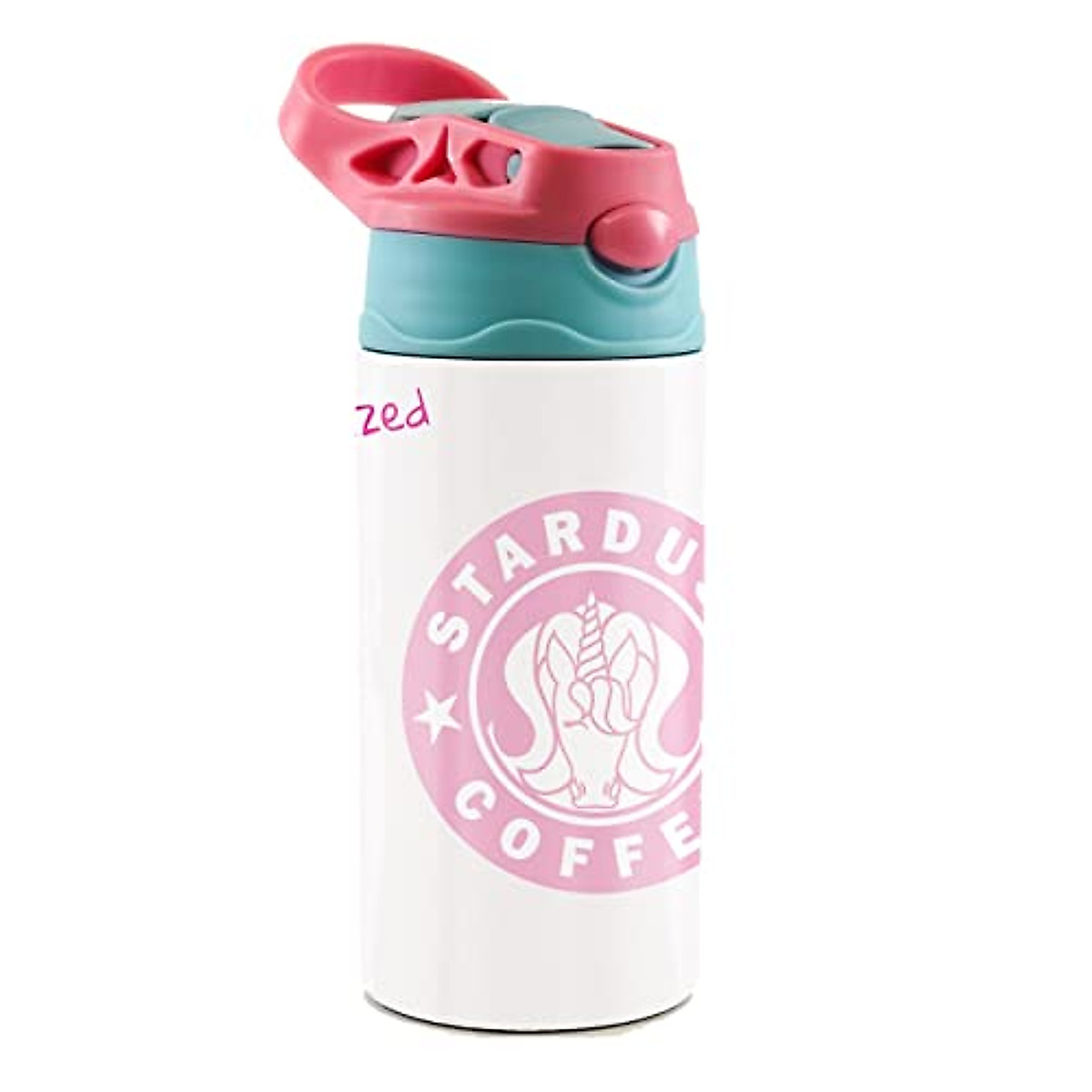 Trend Setters Stardust Unicorn – 12 oz Kids Water Bottle with Pop Up Silicone Straw - Personalized - Double Wall Vacuum Stainless Steel Insulation – Keep Beverage Temperature for Up To 8 Hours