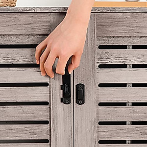 HOOBRO Cat Litter Box Enclosure, Hidden Litter Box Furniture with Shutter Door and Cat Head Mat, Cat Entrance Can Be on Left or Right, Cat Washroom Fit Most of Litter Box, Greige BG06MW01