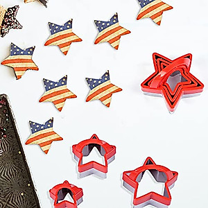 Tugaizi 3 Pack 4th of July Star Cookie Cutters Set with Handle Stainless Steel Biscuit Cutter Mini Mold for Pressing Cookie, Sandwich, Bread Independence Day