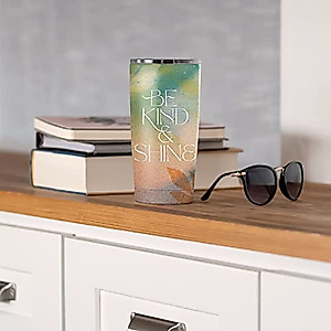 Studio Oh! Insulated Stainless-Steel Tumbler - Double-Walled 17-Ounce Travel Cup - Vacuum Seal Keeps Liquids Hot or Cold for Hours - Fits Standard Size Cup Holders - Be Kind & Shine