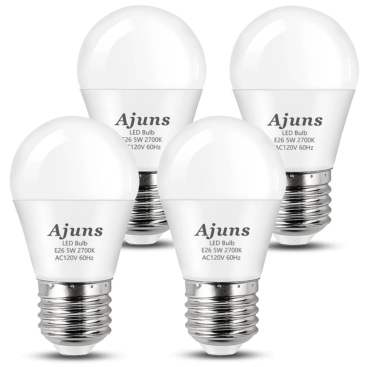 Ajuns LED Bulb 5W Equivalent 40W 120V Light Bulb Ceiling Fan Light Bulbs, Warm White 2700K A15 LED Energy Saving Bulb, E26 Base, Suitable Domestic Bulb,Not Dimmable 4 Pack