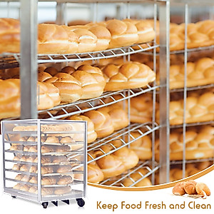 Pan Rack Cover Clear Bun Rack Cover PVC Plastic Bread Rack Cover 28 x 23 x 33 Inch, 10-Tier, Set of 2