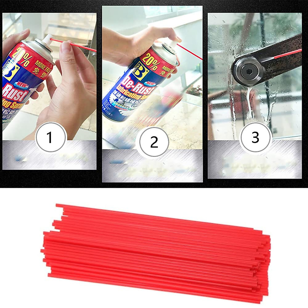 200 Pieces Spray Can Straws,Plastic Replacement Spray Can Extension Straw (Red)