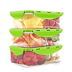 By Caleb Company 3 Pack Green Bento Boxes - 39 Ounce Divided Food Storage Containers With Lids - Leakproof, BPA Free Bento Lunch Box for Adults & Kids Lunches Is Safe For Dishwasher & Microwave