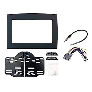 Black Radio Stereo Double Din Dash Install Kit w/Wiring Harness Compatible with Dodge Ram 2006-2010