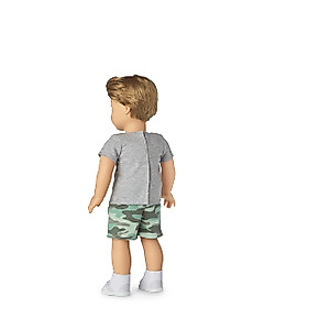 American Girl Truly Me 18-inch Doll #104 with Blue Eyes, Caramel Hair, Light Skin, Camo Shorts and Gray T-shirt, For Ages 6+