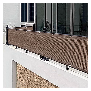 ALBN Balcony Privacy Screen Outdoor Windshield Anti-UV 90% Blockage with Eyelets and Rope for Balcony Fence Pergola (Color : Brown, Size : 80×400cm)
