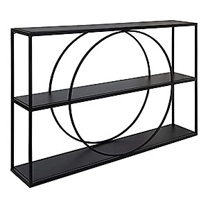 Kate and Laurel Geometric Pirzada Wall Shelf, 36" x 24", Black, Modern Wall Storage