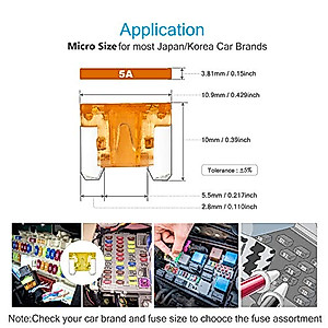Chanzon Micro Low Profile Mini Blade Fuse Assortment Kit Box (5A 7.5A 10A 15A 20A 25A 30A) for Auto Car Truck RV Automotive Motor Boat Replacement 50pcs