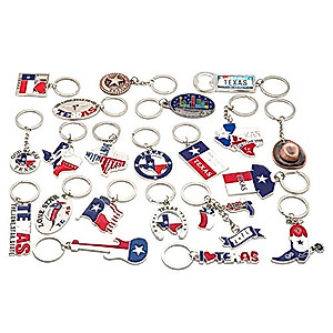 Texas Bundle Souvenir Keychains, 21 Pcs Set, Texas Lone Star on Texas State Map, Don't Mess with Texas, I Love Texas, Longhorn, Texas Seal, Texas Bottle Opener, Texas Collection, Metallic