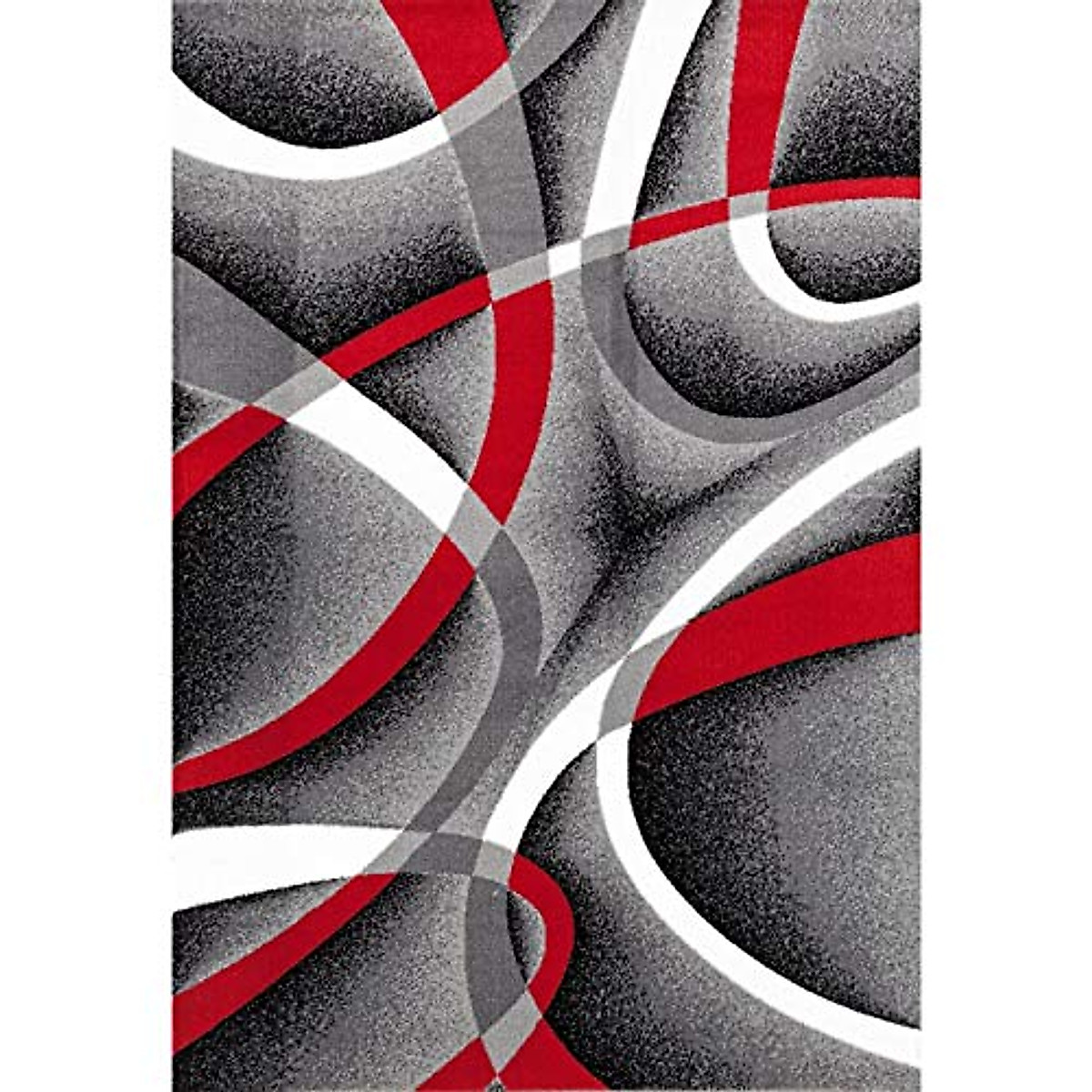 Luxe Weavers Gray Black Red White Geometric Swirls 9'0 x 12'6 Modern Abstract 9x12 Area Rug Carpet