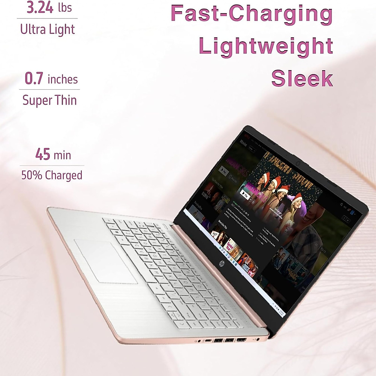 HP Stream Laptop, 14" HD Display, Intel Celeron N4120 Processor, 16GB Memory, 320GB Storage (64GB eMMC + 256GB card), 1-Year Office 365, Webcam, HDMI, Wi-Fi, USB-C, Windows 11 Home, Rose Gold, JVQ MP