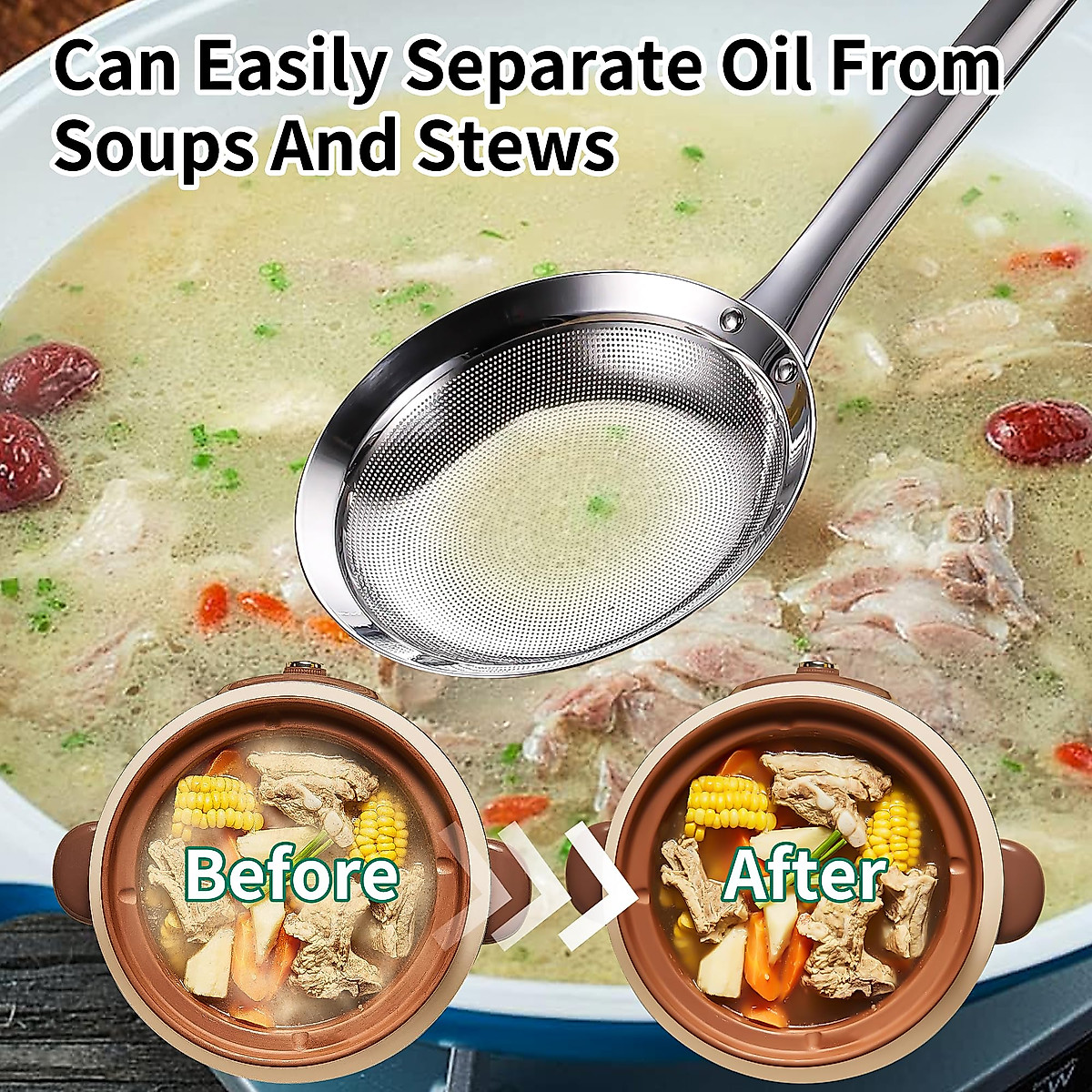 Stainless Steel Fine Mesh Strainer, Set of 3 Sizes Fine Mesh Sieve for Kitchen Cooking, Long Handle Food Strainer Steel Colander (Set of 3 Sizes)