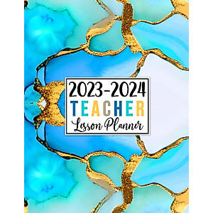 Teacher Lesson Planner 2023-2024: Large Weekly and Monthly Teacher Organizer Calendar | Lesson Plan Grade and Record Books for Teachers (Ocean Blue Cover)