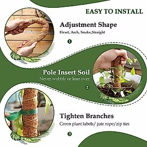 2 Pack Moss Pole for Plants Monstera - 25 Inch Moss Poles for Climbing Plants Monstera, Bendable Plant Stakes for Indoor, Handmade Coco Coir Monstera Plant Support for Plants Grow Upward