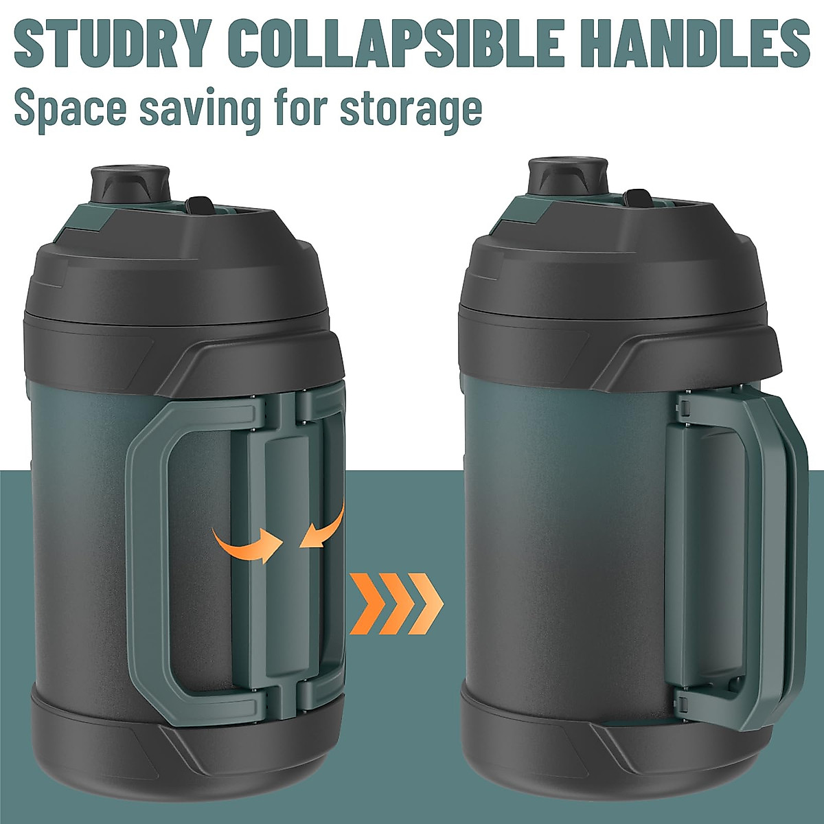 Zukro 1 Gallon Water Jug, One Gallon Large Triple Wall Insulated Metal Jug With Straw and Spout, No Sweat 128 oz Stainless Steel Sport Water Bottle Keeps Cold 48 Hours for Outdoors, Cyan