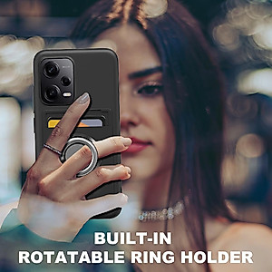 Kaotengwo for Redmi Note 12 Pro/Poco X5 Pro 5G Phone Case with Tempered Glass Screen Protector, Card Holder with Ring Stand case for Note 12 Pro/Poco X5 Pro Cover - Black