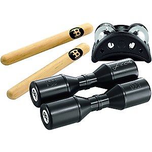 Meinl Percussion PP-1 Perc Pack with Luis Conte Shaker, Classic Hardwood Claves and Compact Foot Tambourine