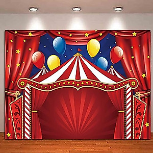 Carnival Theme Red Circus Tent Backdrop Big Top Circus Carnival Themed Birthday Party Photo Background Newborn Baby Shower Photography Photo Booths Banner Decorations Supplies 7x5ft