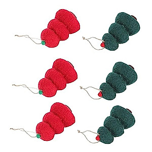 Amosfun 6pcs Pine Tree Pendant Christmas Tree Ornaments Home Accents Decor Christmas Decor Holiday Tree Ornament Felt Balls Christmas Tree Garland Christmas Needle Felting Ornament Nordic